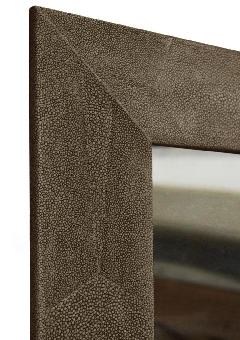 Wall Mirror Artistic Moonstone Brown Ecological Shagreen Decoration For ...