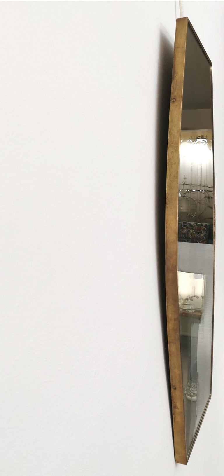 Wall Mirror Brass Large Multiform in the Style of Gio Ponti Midcentury ...