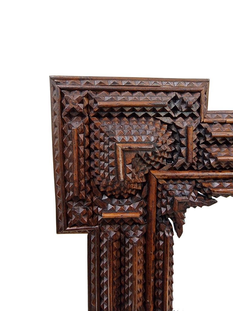 Wall Mirror, Frame, Tramp Art, Folk Art, 1880, Austria For Sale at 1stDibs