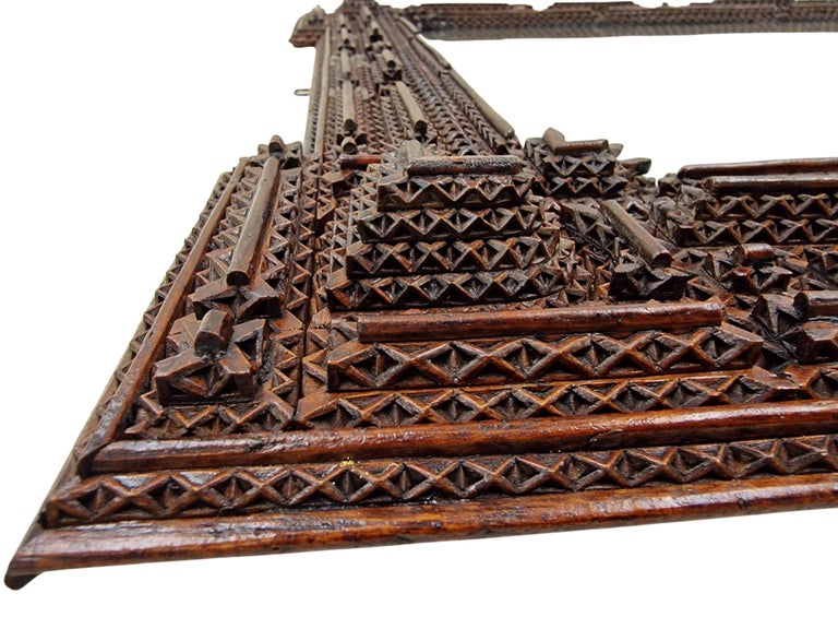 Wall Mirror, Frame, Tramp Art, Folk Art, 1880, Austria For Sale at 1stDibs