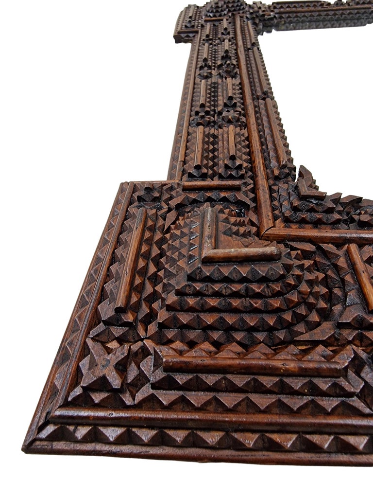 Wall Mirror, Frame, Tramp Art, Folk Art, 1880, Austria For Sale at 1stDibs