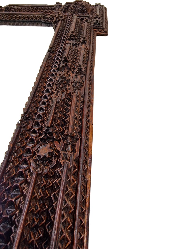 Wall Mirror, Frame, Tramp Art, Folk Art, 1880, Austria For Sale at 1stDibs