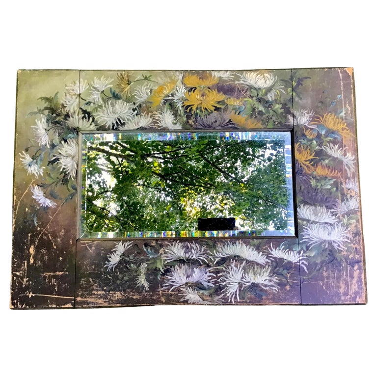 Antique Mirror Hand Painted Floral Cottage Chic Wall Mirror Rustic ...