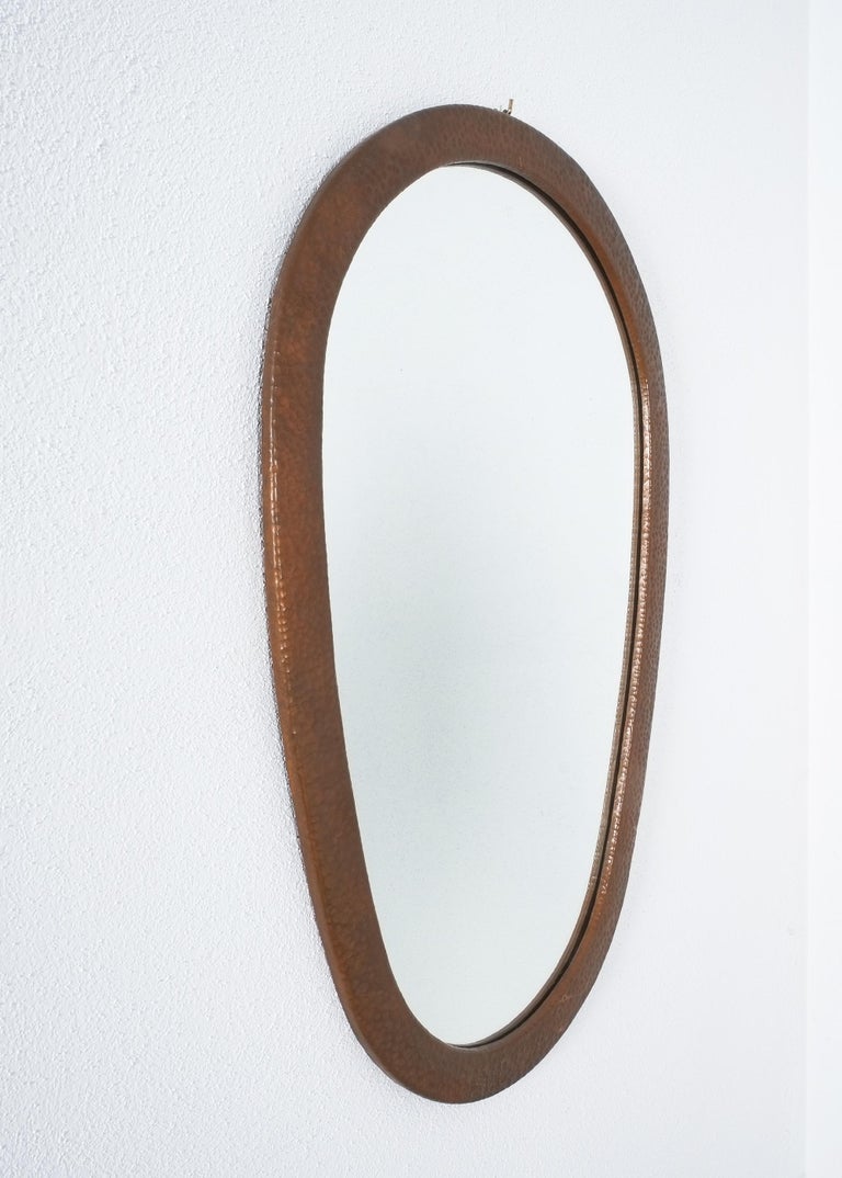 Wall Mirror Large Copper Hammered Frame, Midcentury, Italy For Sale at ...