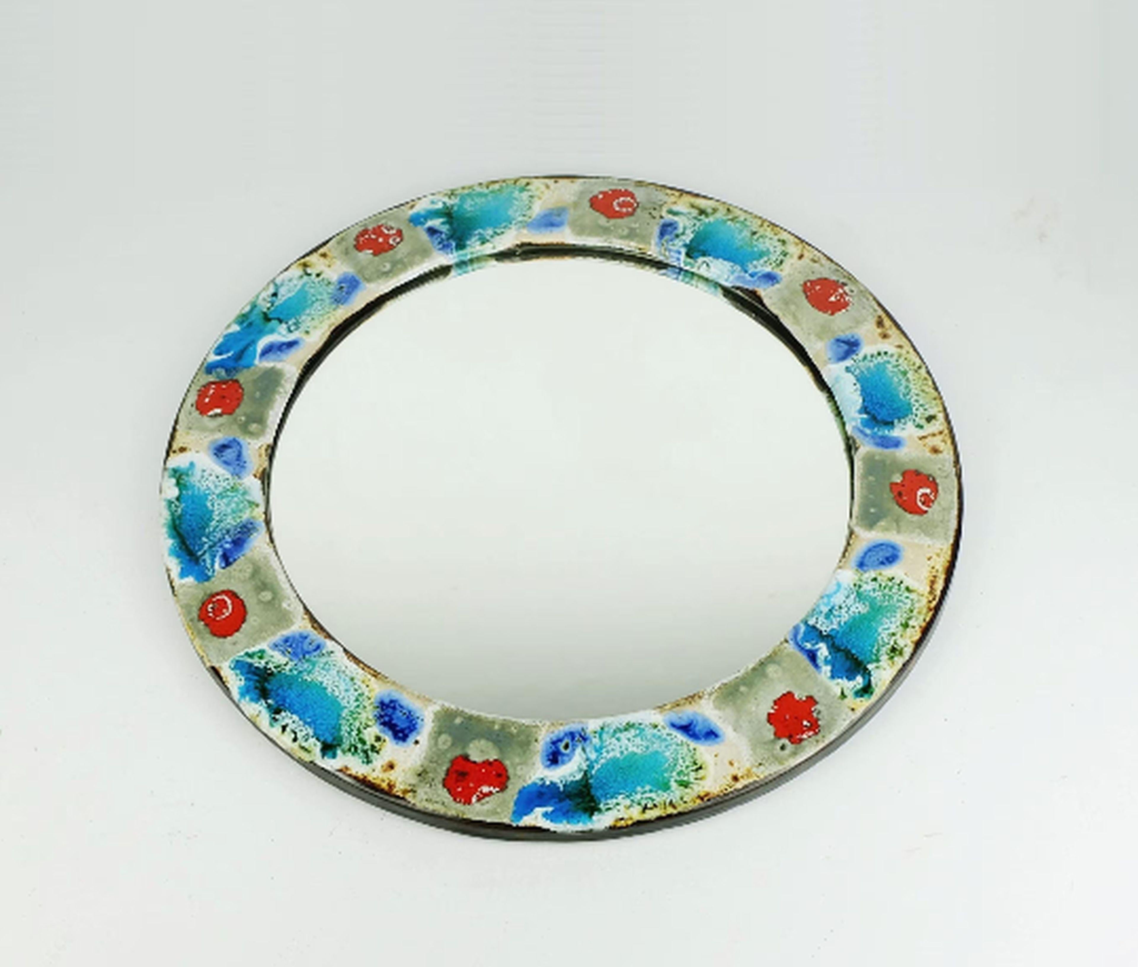 Wall Mirror with Colorful Ceramic Frame Grunstadt Keramik 60s For Sale ...