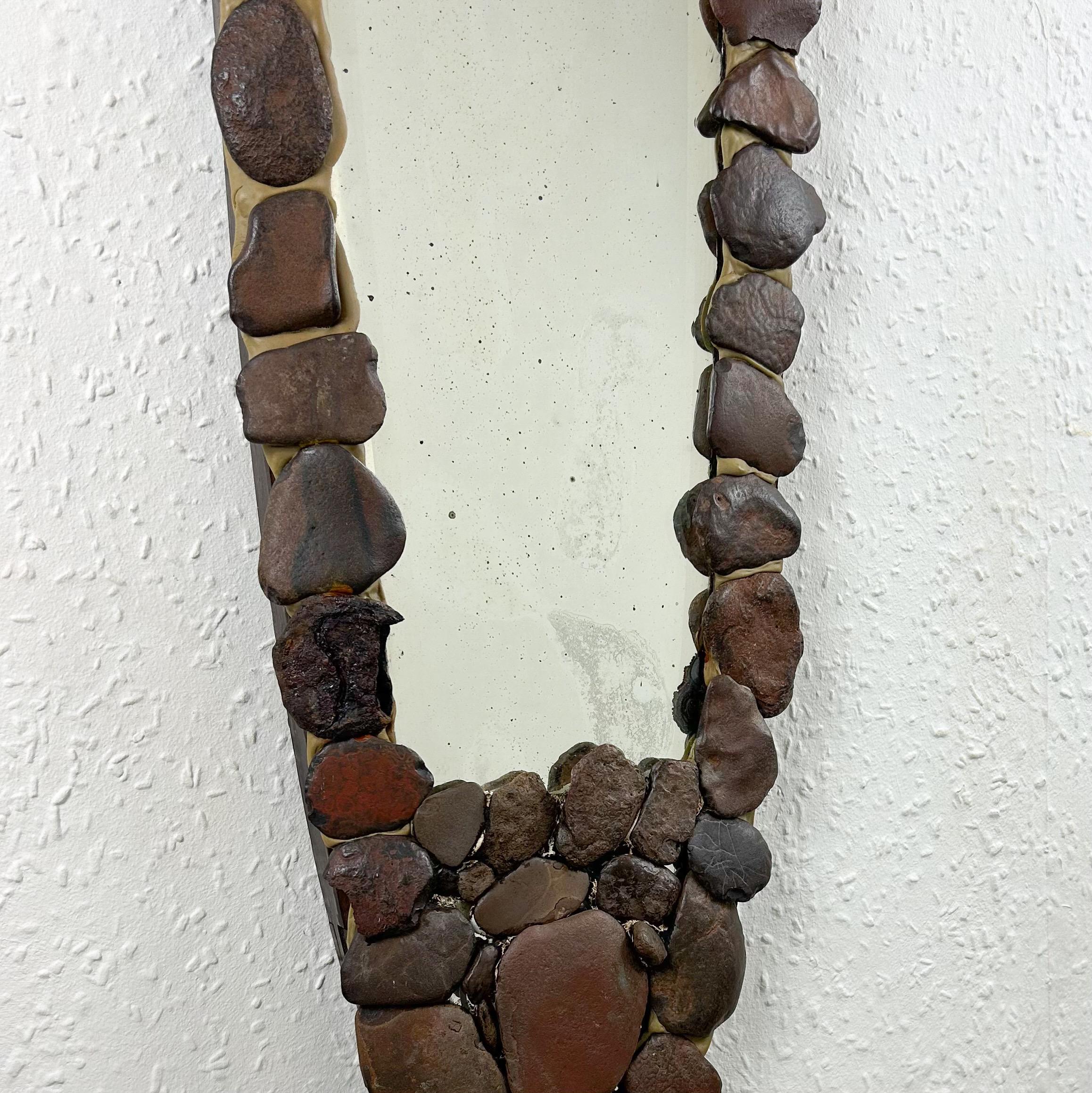 Wall Mirror with Iron Ore Pebble Border - early c20th and later pebbles ...