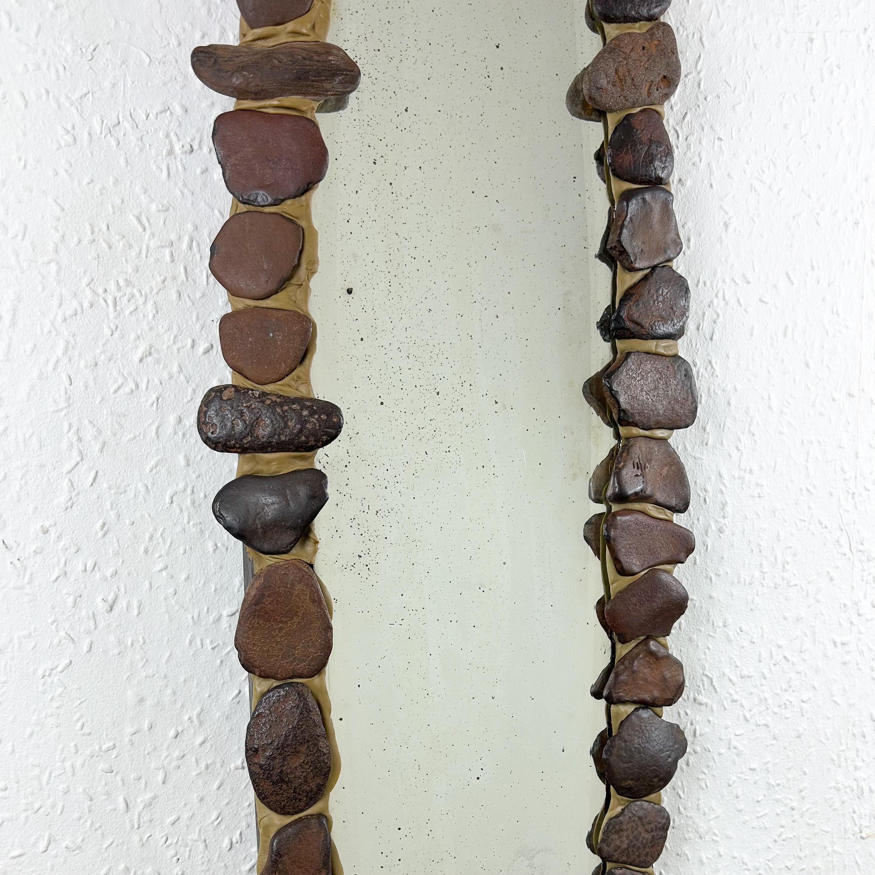 Wall Mirror with Iron Ore Pebble Border - early c20th and later pebbles ...