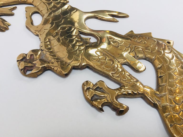 Wall Mount, Asian Cast Brass Dragon Chasing a Ball at 1stDibs