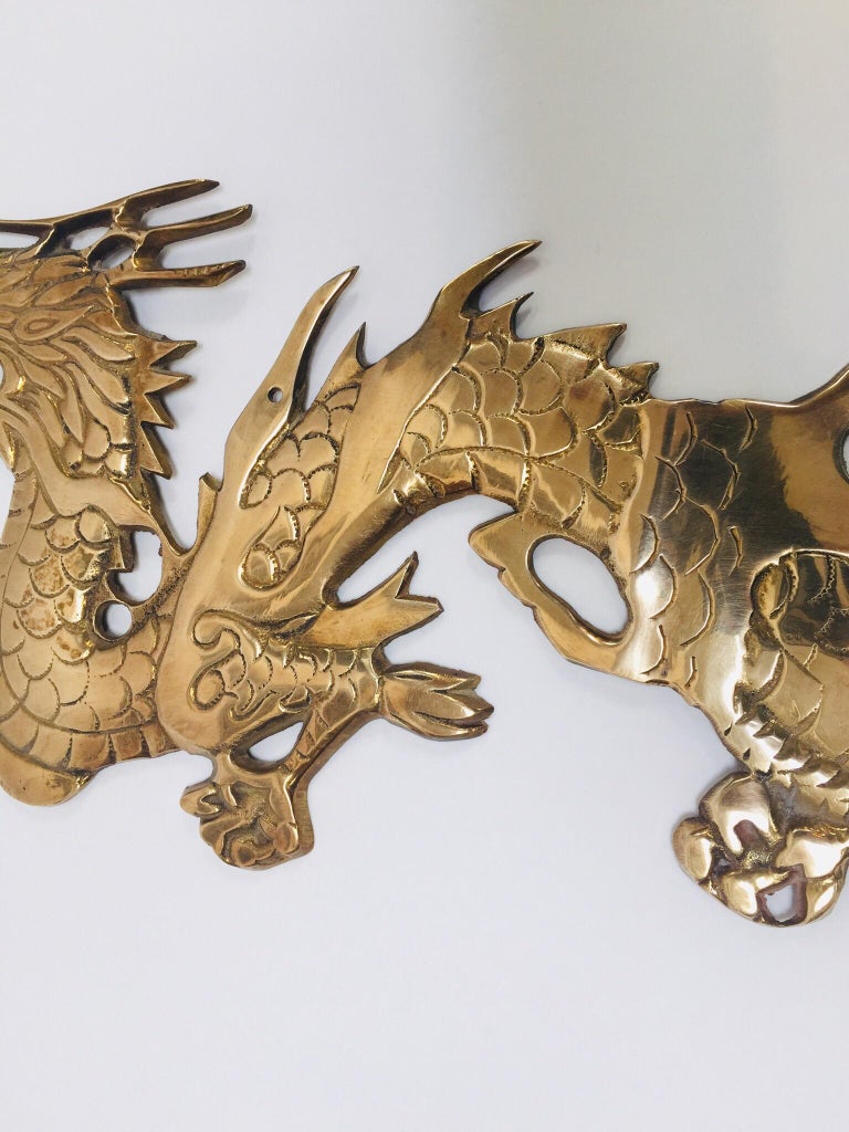 Wall Mount, Asian Cast Brass Dragon Chasing a Ball at 1stDibs | chasing ...