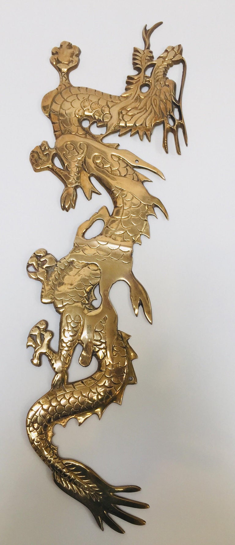 Wall Mount, Asian Cast Brass Dragon Chasing a Ball at 1stDibs