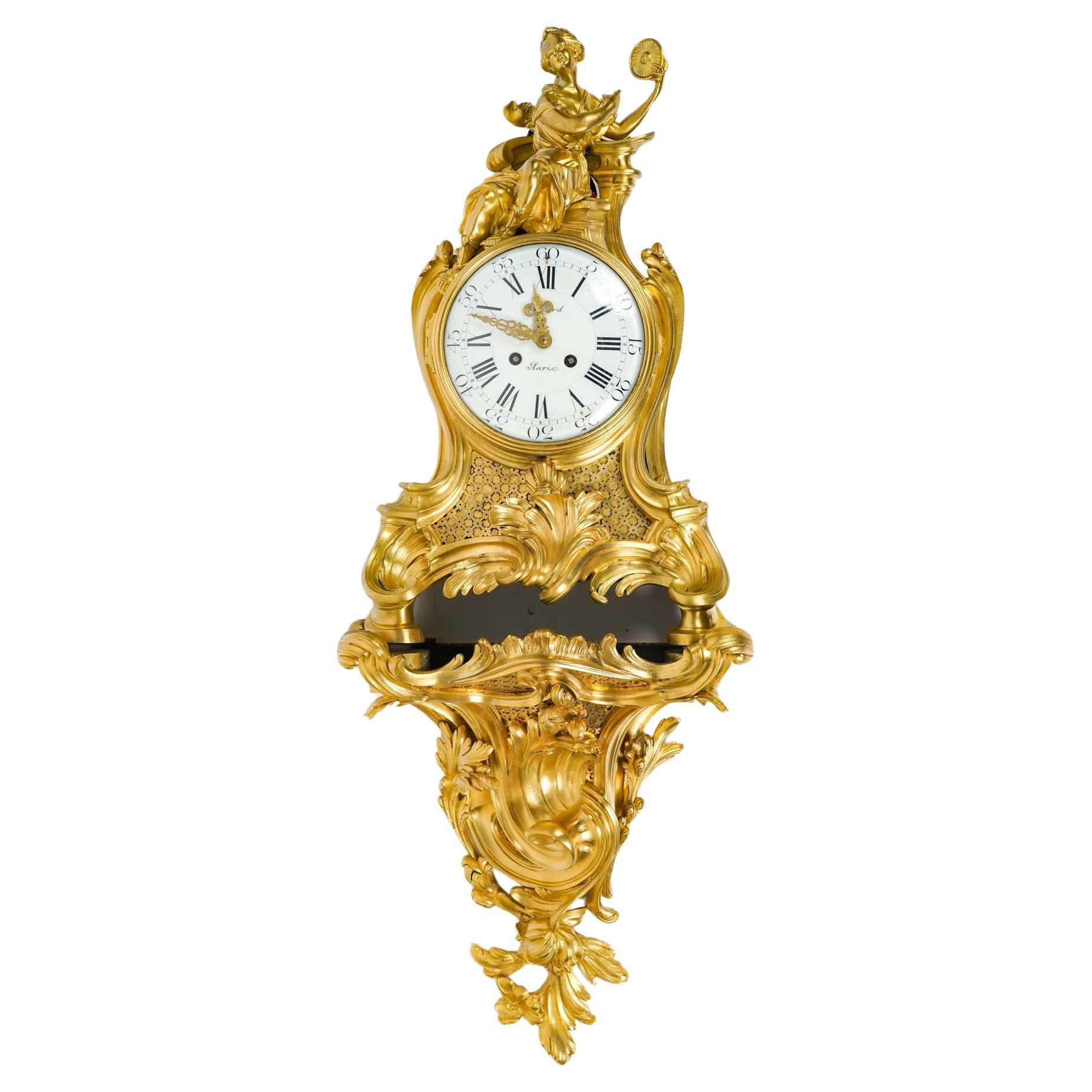 Wall-Mounted Gilt Bronze Cartel in the Louis XV Style, 19th Century ...