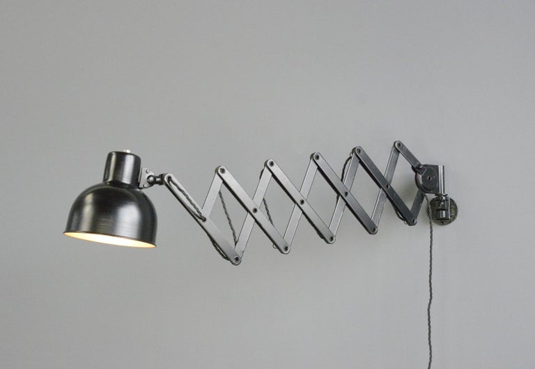 Wall Mounted Industrial Scissor Lamp by Siemens For Sale at 1stDibs
