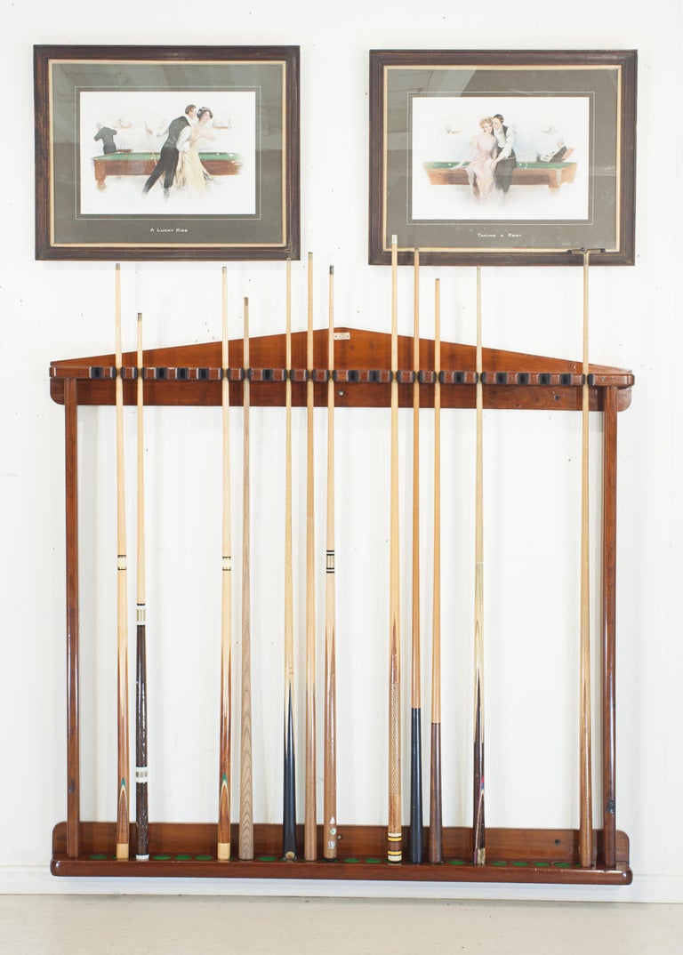 Wall Mounted John Piggott Billiard, Snooker Cue Rack For Sale at 1stDibs