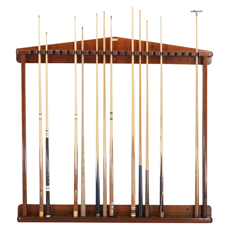 Wall Mounted John Piggott Billiard, Snooker Cue Rack For Sale at 1stDibs