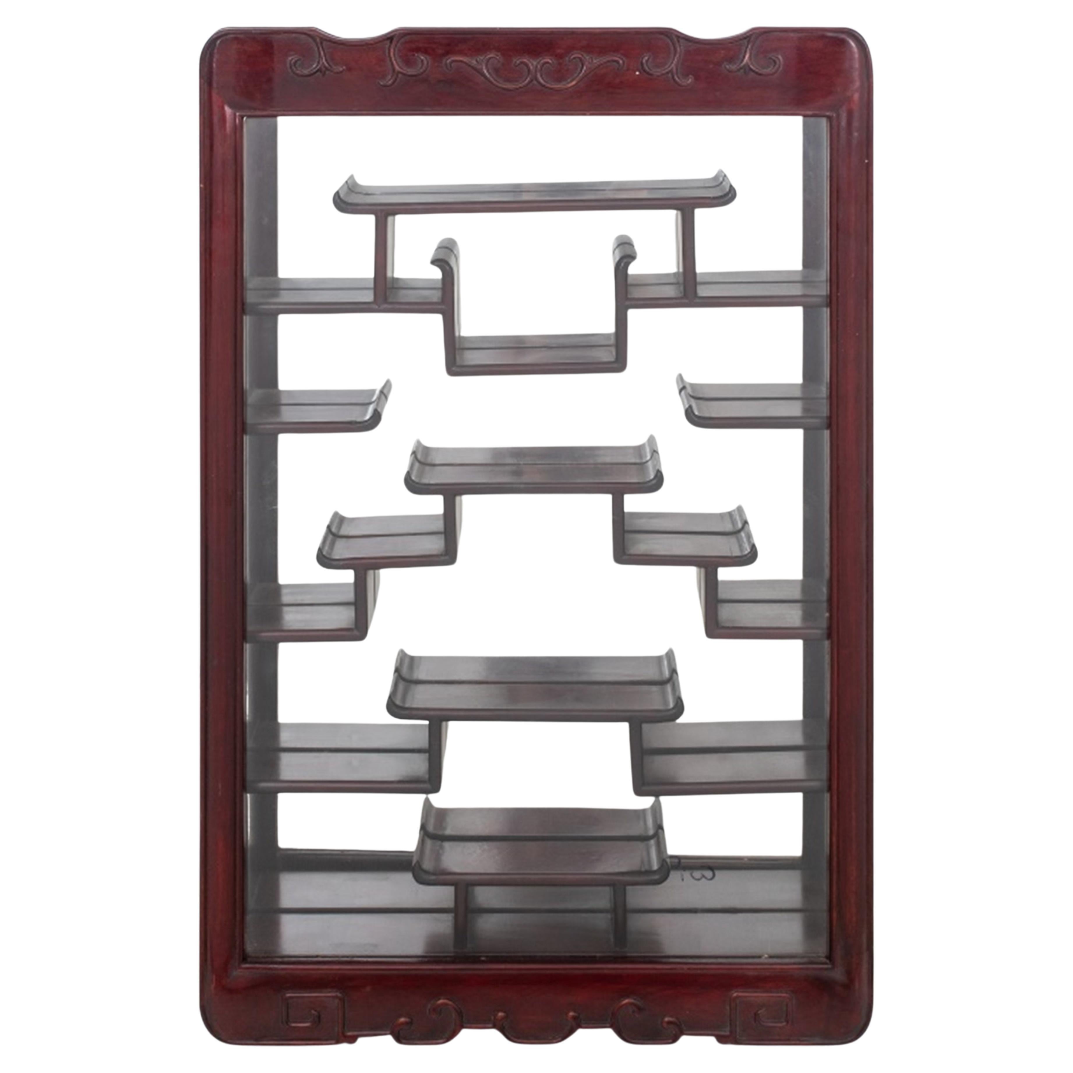 Wall Mounted Mahogany Chinese Vitrine For Sale at 1stDibs