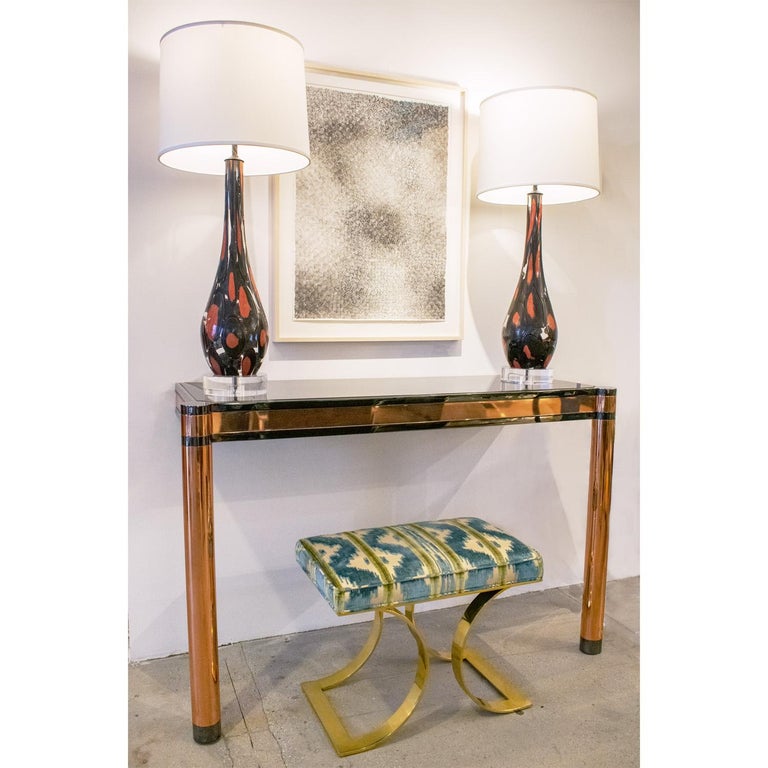 Wall-Mounted "Round Leg Console Table" by Karl Springer (signed) For ...