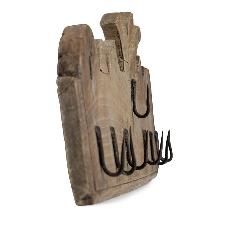 Wall-Mounted Wood and Iron Game Hook For Sale at 1stDibs