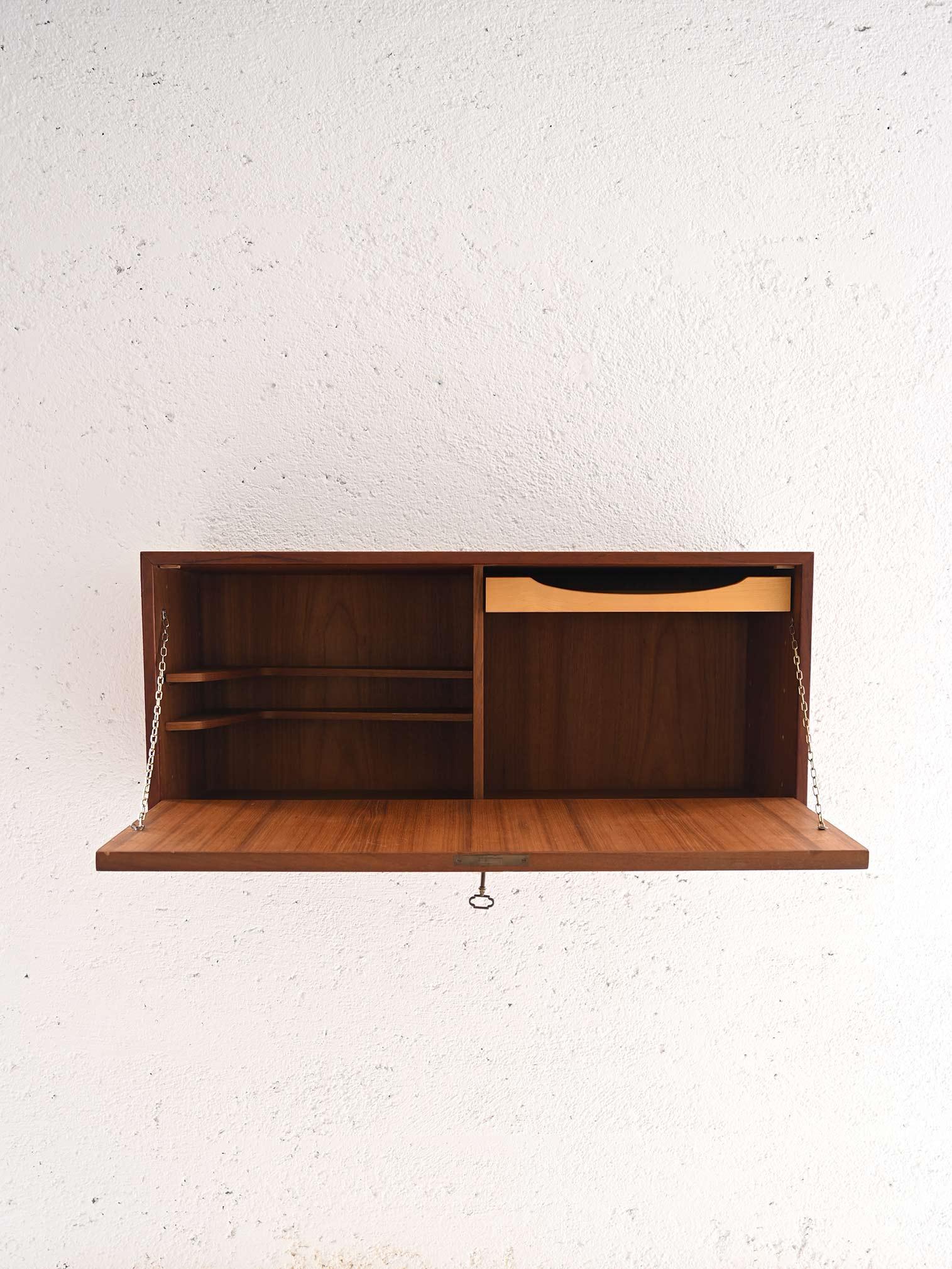 Wall-mounted writing desk with drop-down door, Danish manufacture For ...