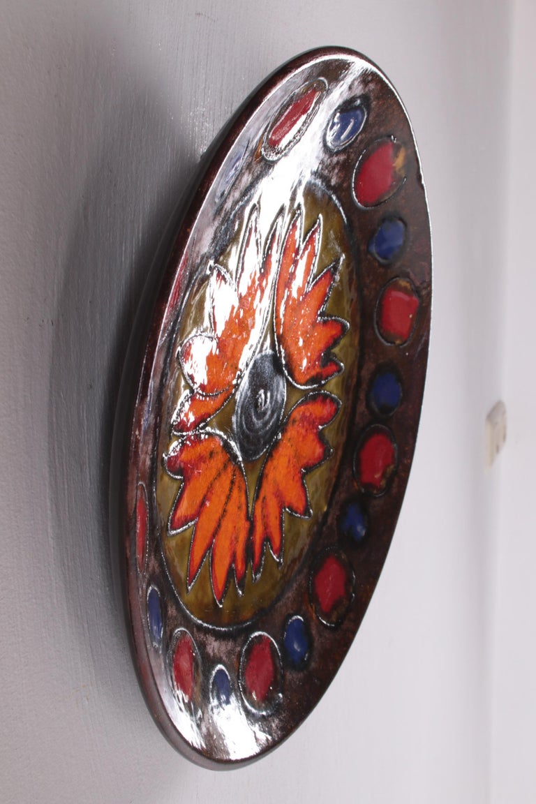 Wall Plate from Ruscha West Germany Red Orange For Sale at 1stDibs