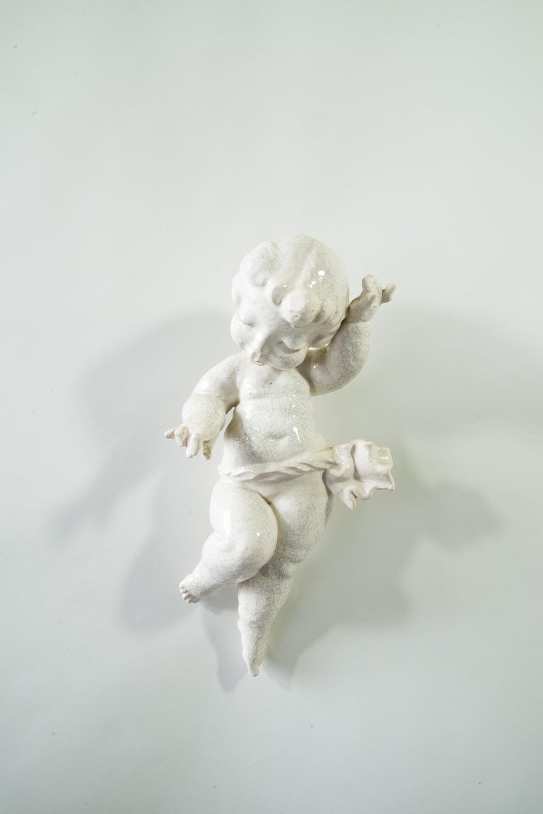 Wall Putto Ceramic Figurine, circa 1930s For Sale at 1stDibs
