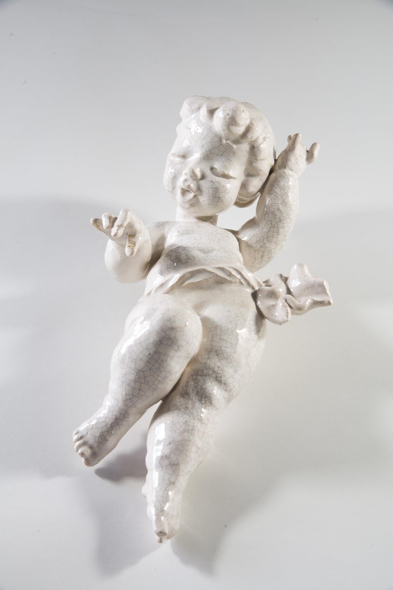 Wall Putto Ceramic Figurine, circa 1930s For Sale at 1stDibs