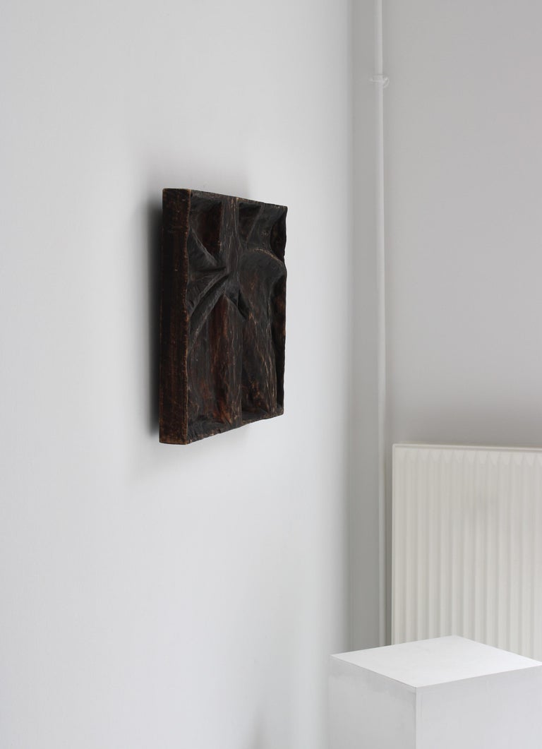 Wall Relief Handmade by Svend Ritter in Dark Stained Wood, 1976 ...