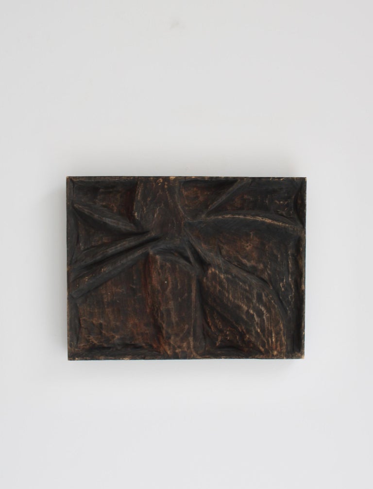 Wall Relief Handmade by Svend Ritter in Dark Stained Wood, 1976 ...