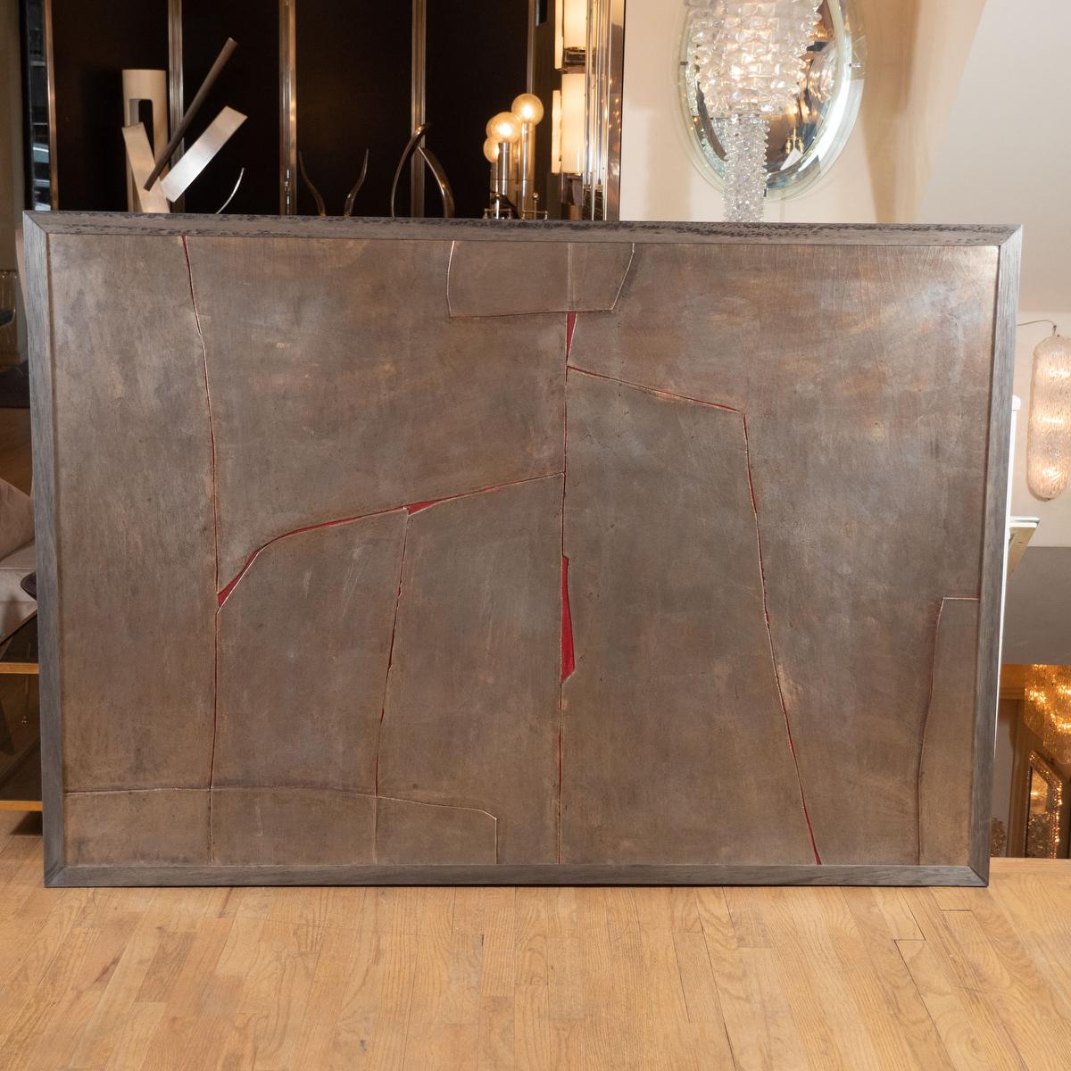 Wall Sculpture Composed of Metal Leaf and Plaster For Sale at 1stDibs