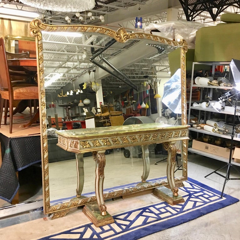 Wall Size Italian Hall Mirror with Onyx Console at 1stDibs