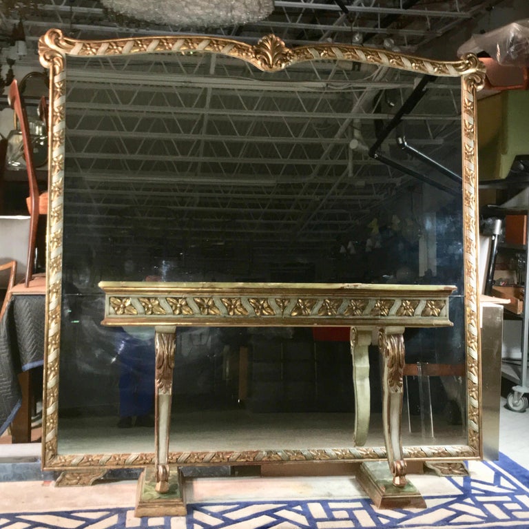 Wall Size Italian Hall Mirror with Onyx Console at 1stDibs