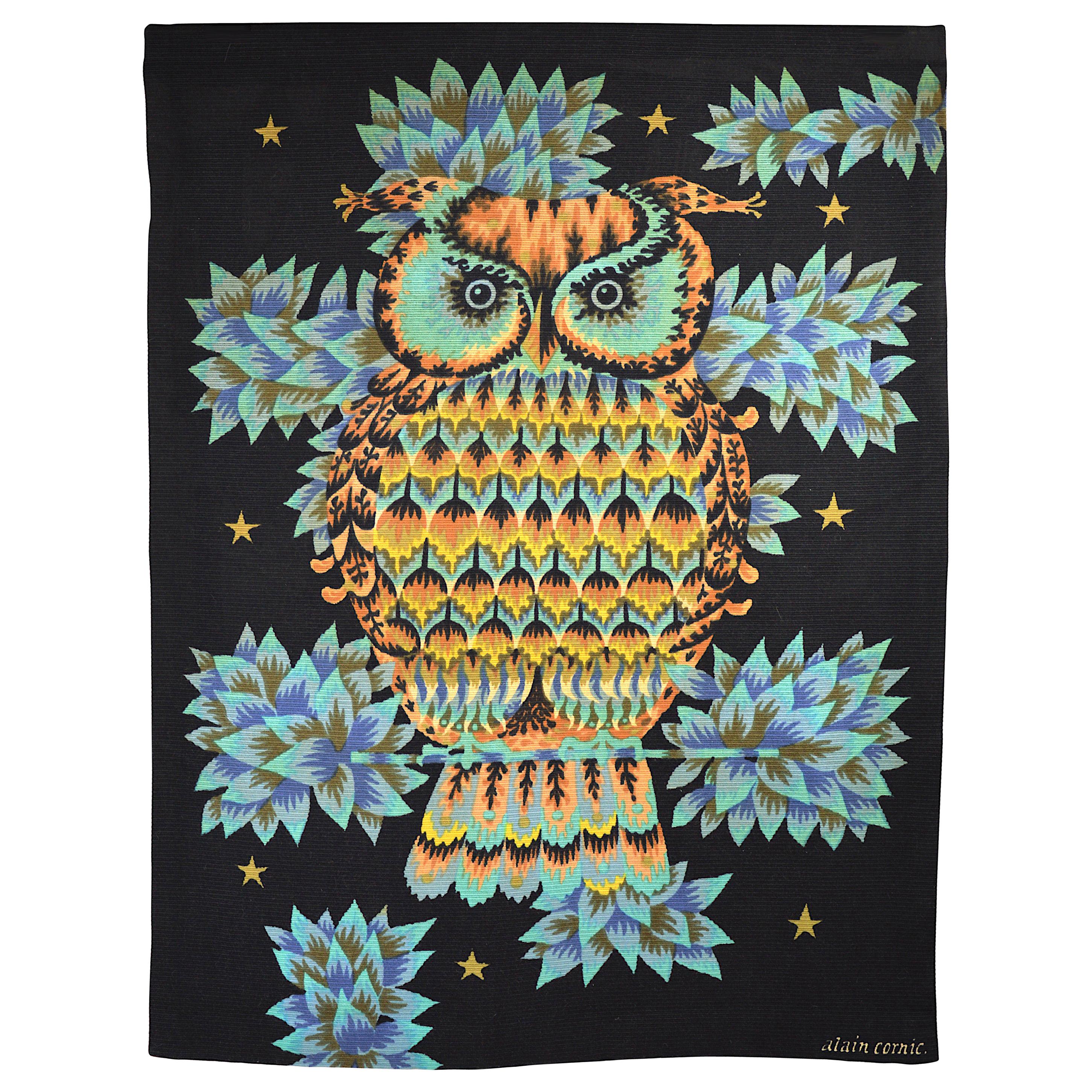 Midcentury Tapestry by Alain Cornic Unicorn Petit Point Wall Decoration ...