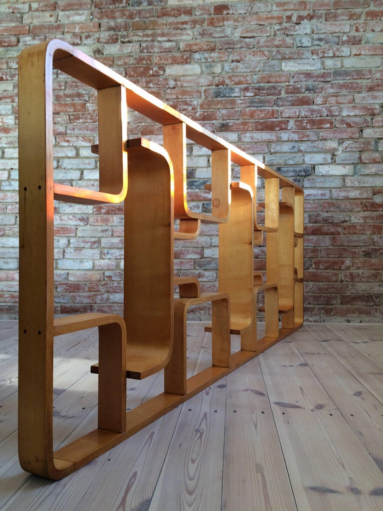 Wall Unit by Ludvik Volak for Drevopodnik Holesov, 1960s, Bent Plywood ...