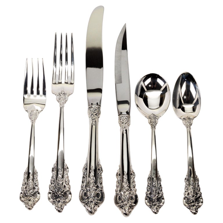 Wallace Grande Baroque Sterling Silver Flatware 6P Placesetting, New in ...