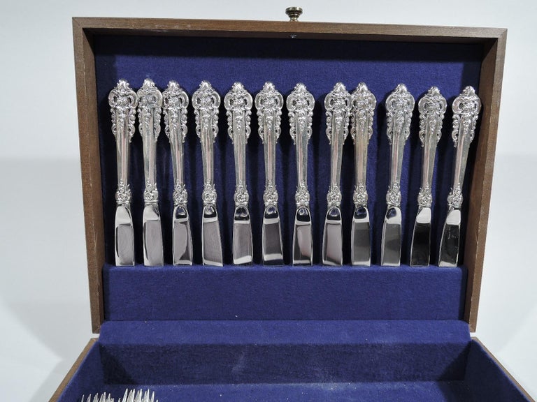 Wallace Grande Baroque Sterling Silver Set for 12 with 62 Pieces at 1stDibs