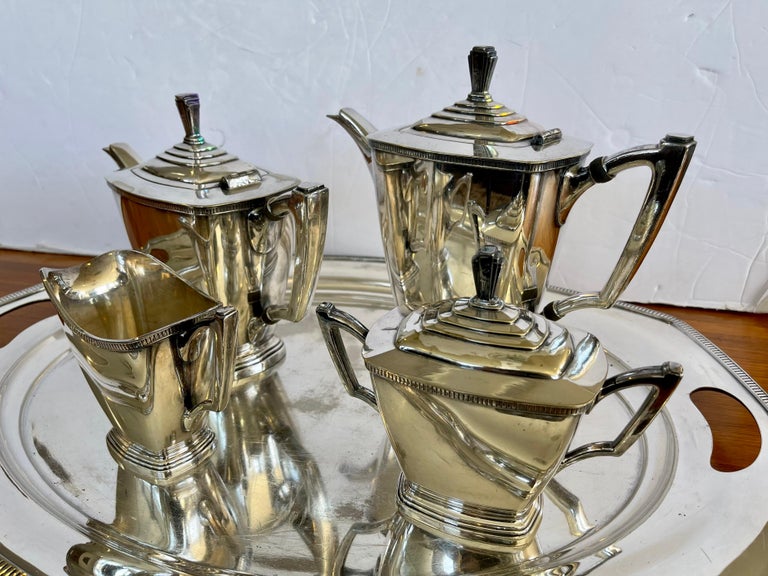 Wallace Silver Art Deco Silver Tea Set Five Pieces at 1stDibs
