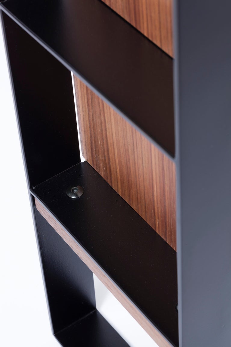 Walnut and Black Steel Chest of Drawers For Sale at 1stDibs