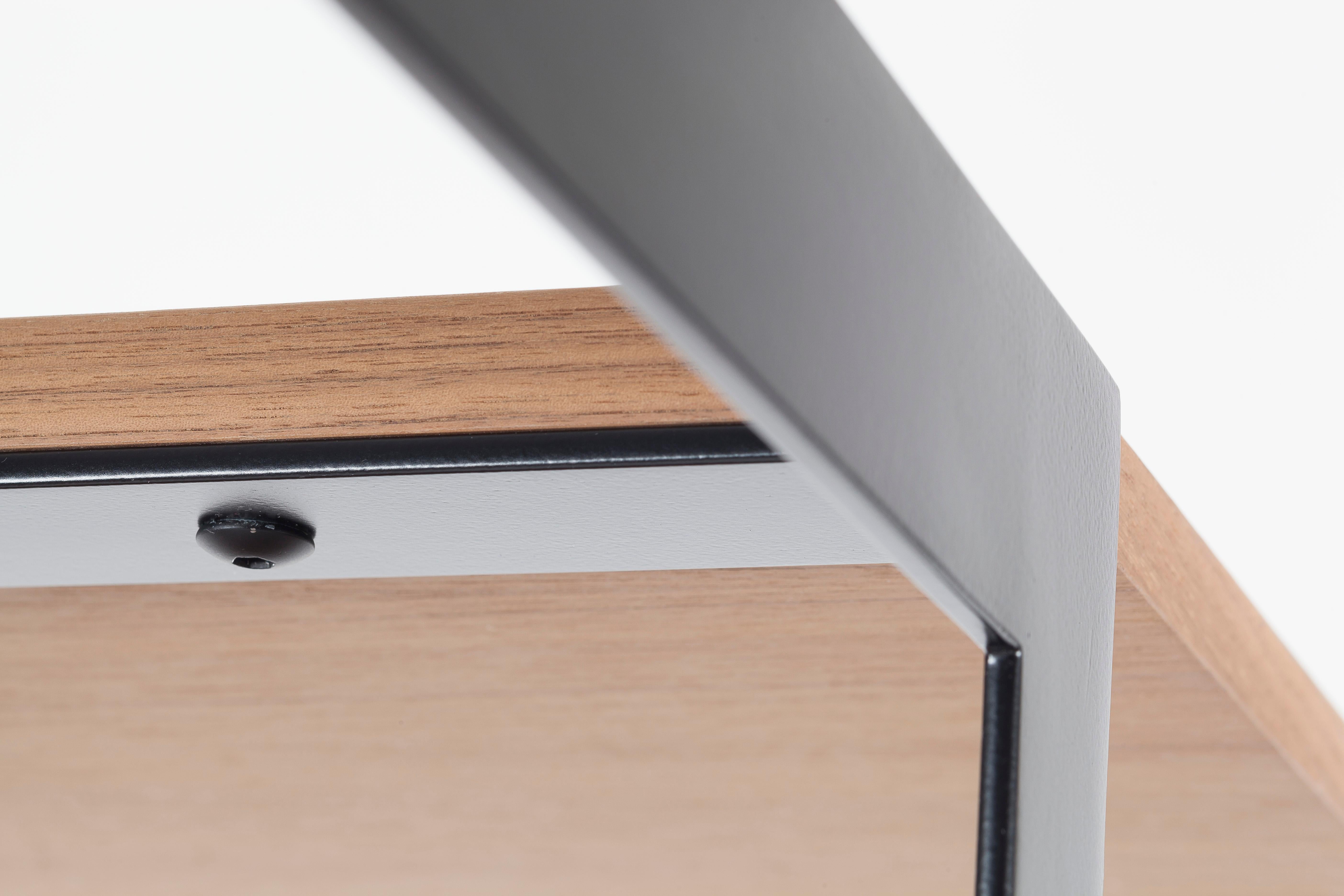 Walnut and Black Steel Mid-Century Modern Shelf For Sale at 1stDibs