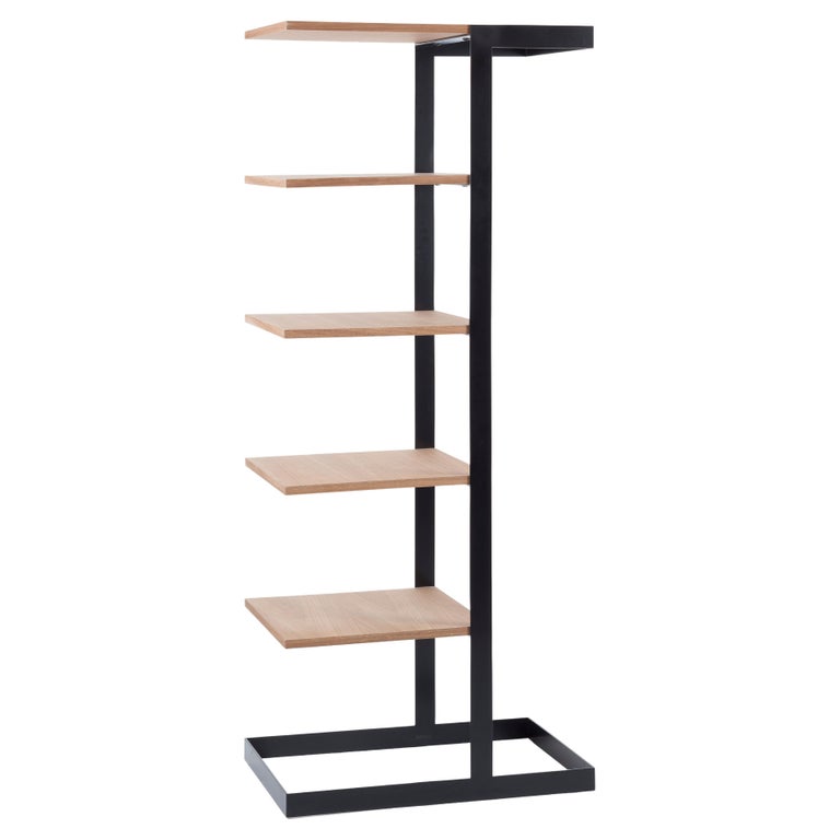 Walnut and Black Steel Mid-Century Modern Shelf For Sale at 1stDibs