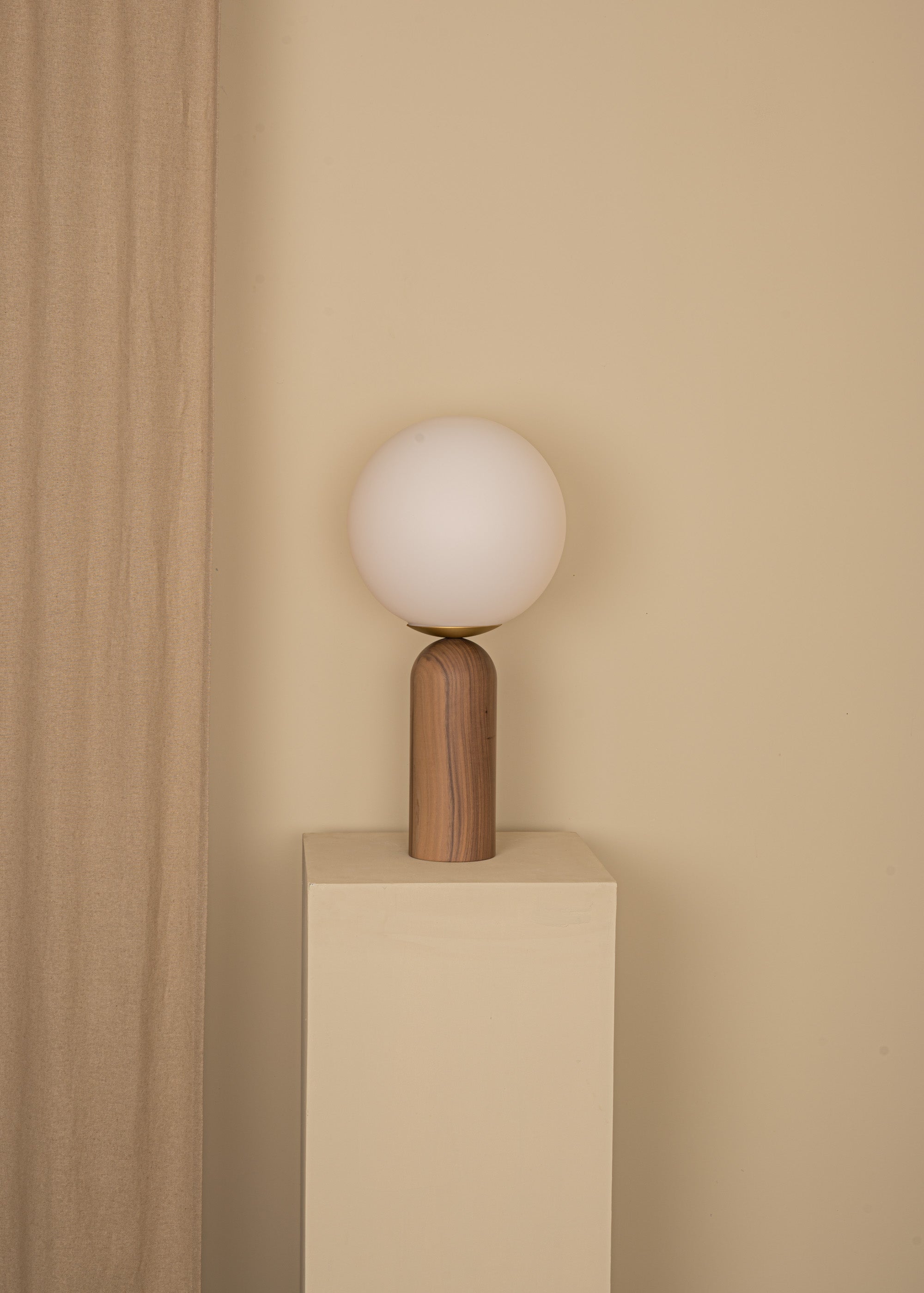 Walnut and Brass Atlas Table Lamp by Simone and Marcel For Sale at 1stDibs