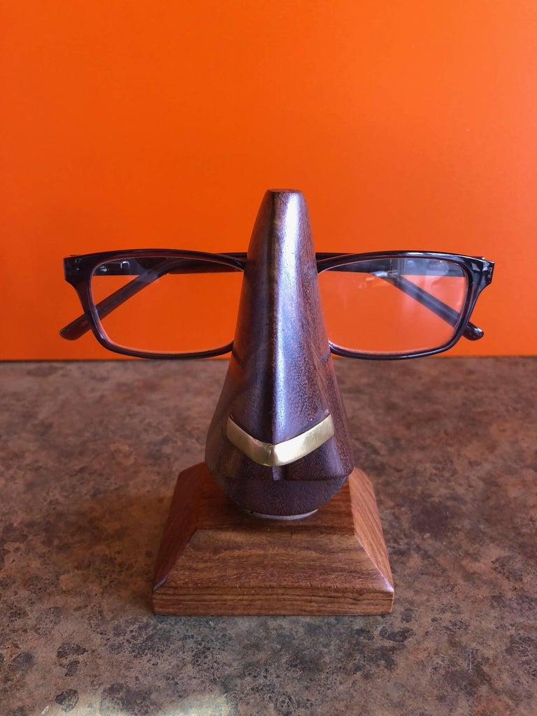 Walnut And Brass Eye Glass Holder For Sale At 1stdibs