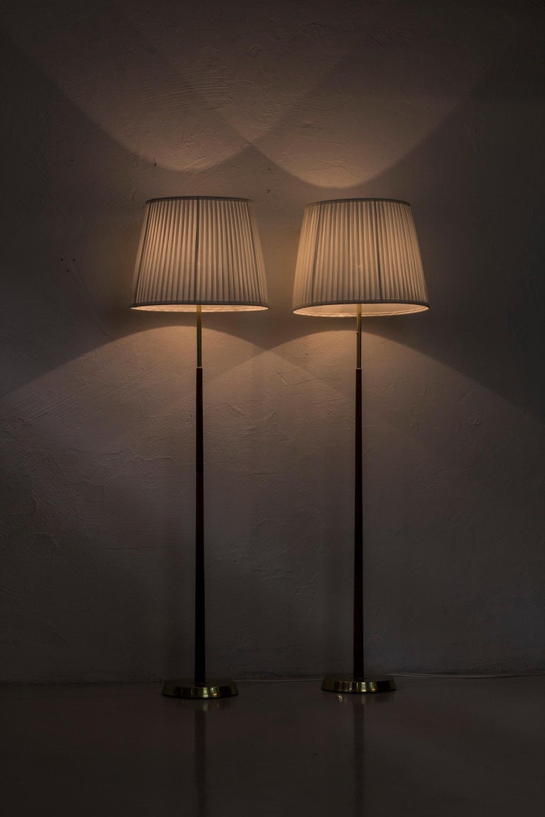 Walnut and Brass Floor Lamps by Möller Armaturer, Sweden, 1960s at 1stDibs