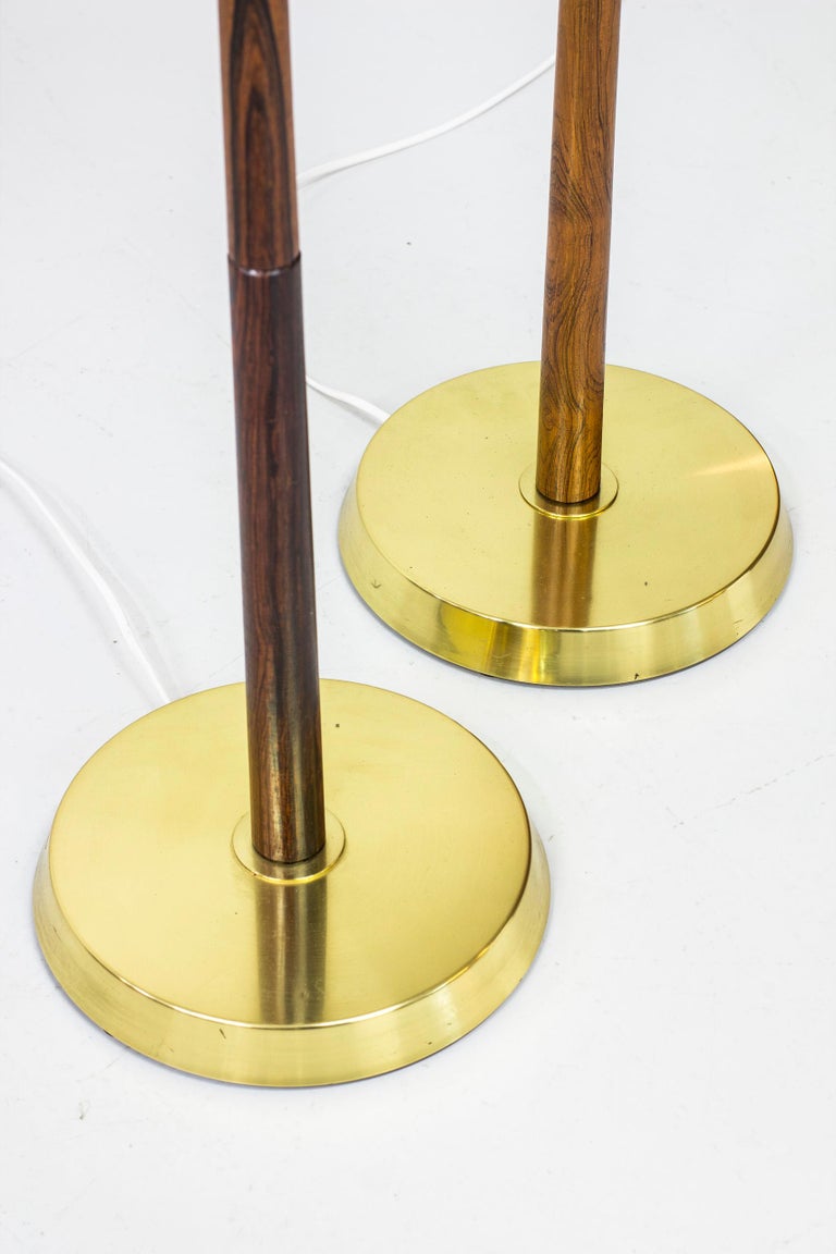 Walnut and Brass Floor Lamps by Möller Armaturer, Sweden, 1960s at 1stDibs