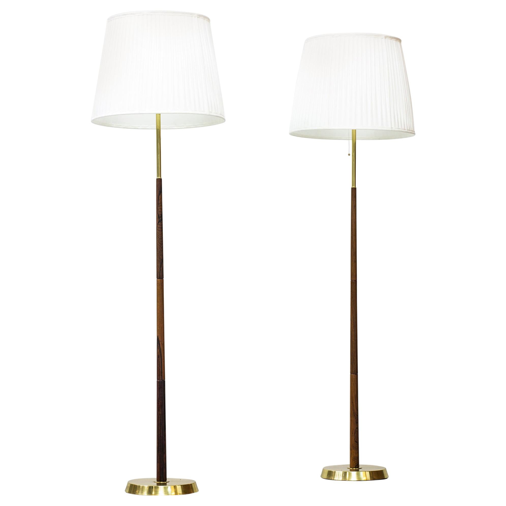 Walnut and Brass Floor Lamps by Möller Armaturer, Sweden, 1960s at 1stDibs