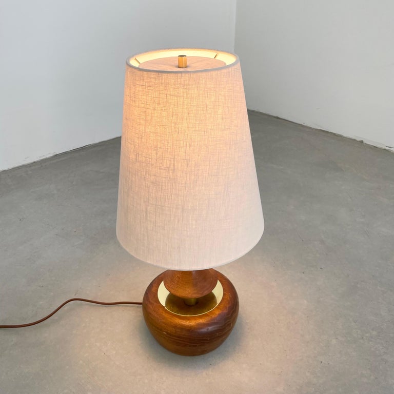 Walnut and Brass Push Table Lamp by Modeline of California For Sale at ...