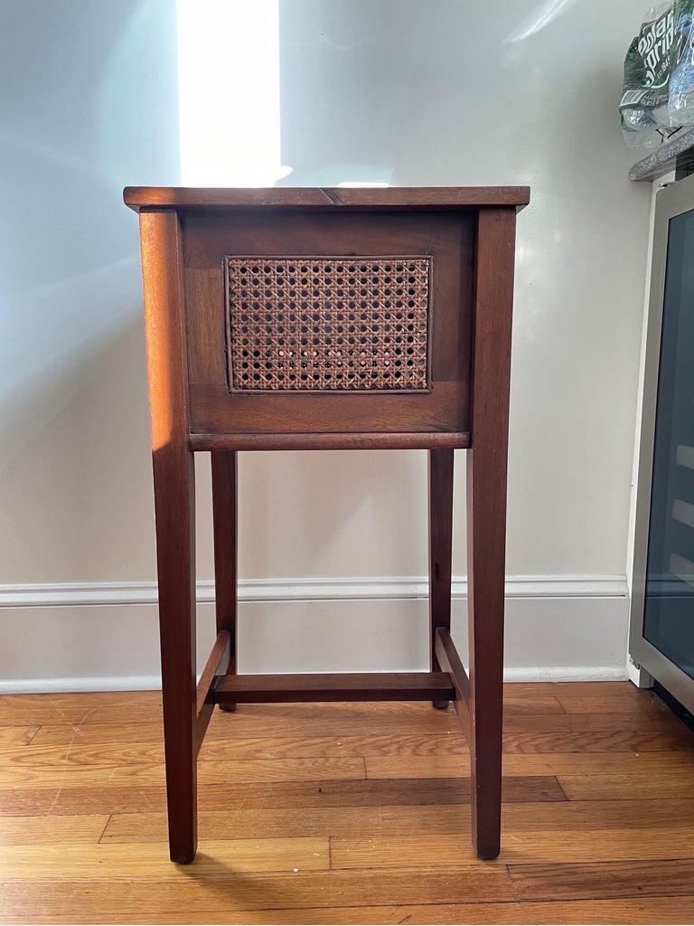 Walnut and Cane Jardiniere Planter For Sale at 1stDibs