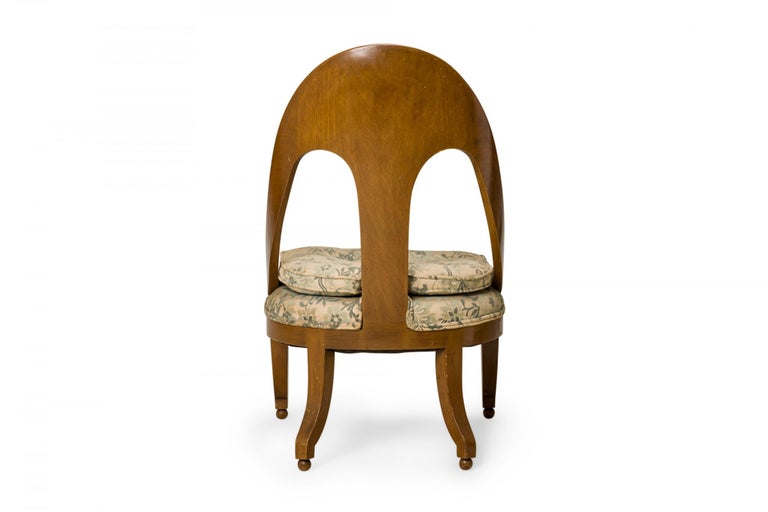 Walnut and Floral Fabric Upholstery Spoon Back Side Chair For Sale at ...