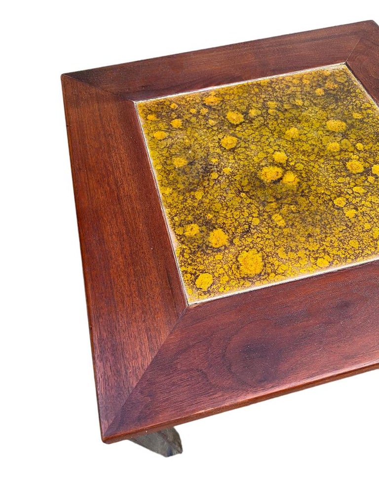 Walnut and Hand-painted Copper Side Tables by John Keal for Brown ...