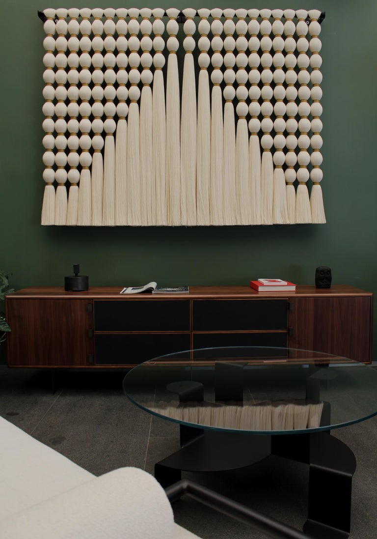 Walnut and Leather 'Augusto' Credenza Large with Bronze Legs by Luteca For Sale at 1stDibs