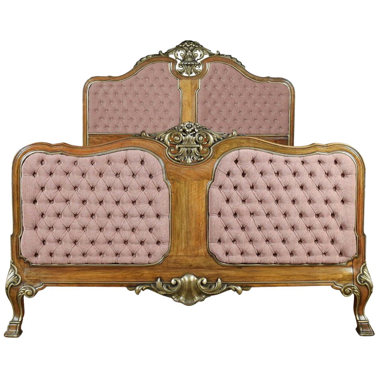 Walnut and Parcel-Gilt King-Size Bed at 1stDibs