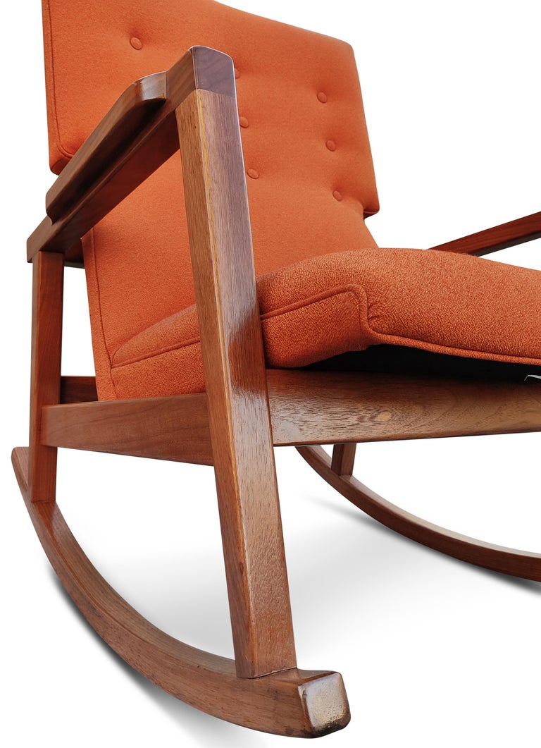 Walnut and Persimmon Ducale Wool Fabric Rocking Chair by Design within ...